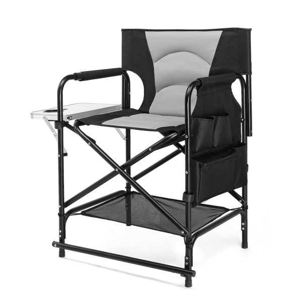 Arlmont & Co. Black Frame Directors Camping Chair With Side Table ...