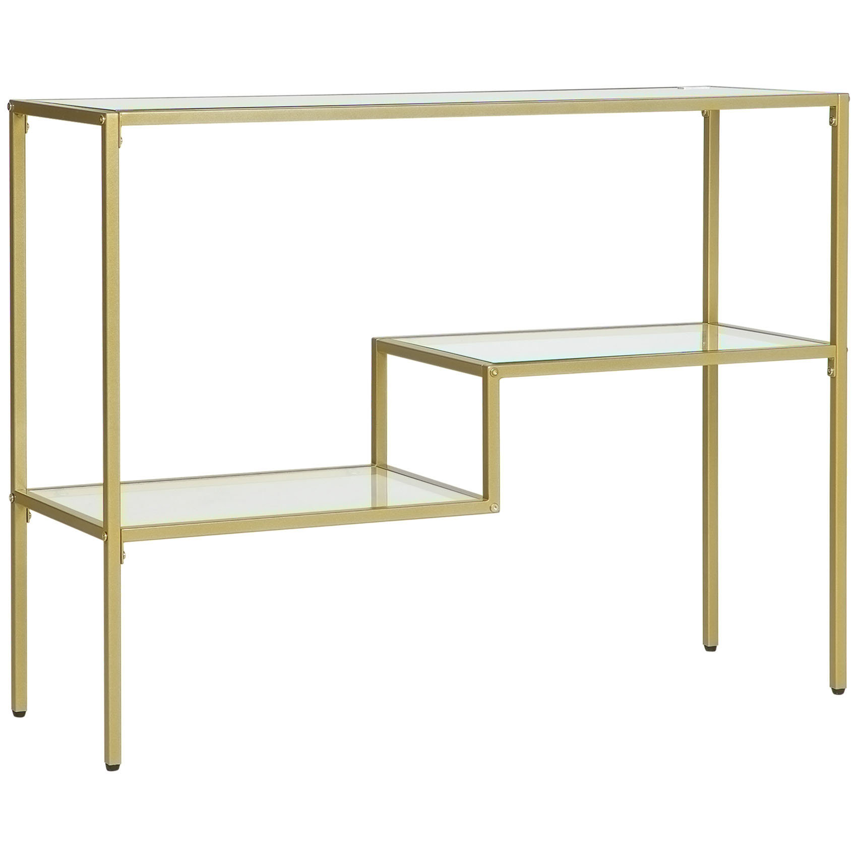 Mercer41 Gold Console Table Entryway Table with Shelves | Wayfair
