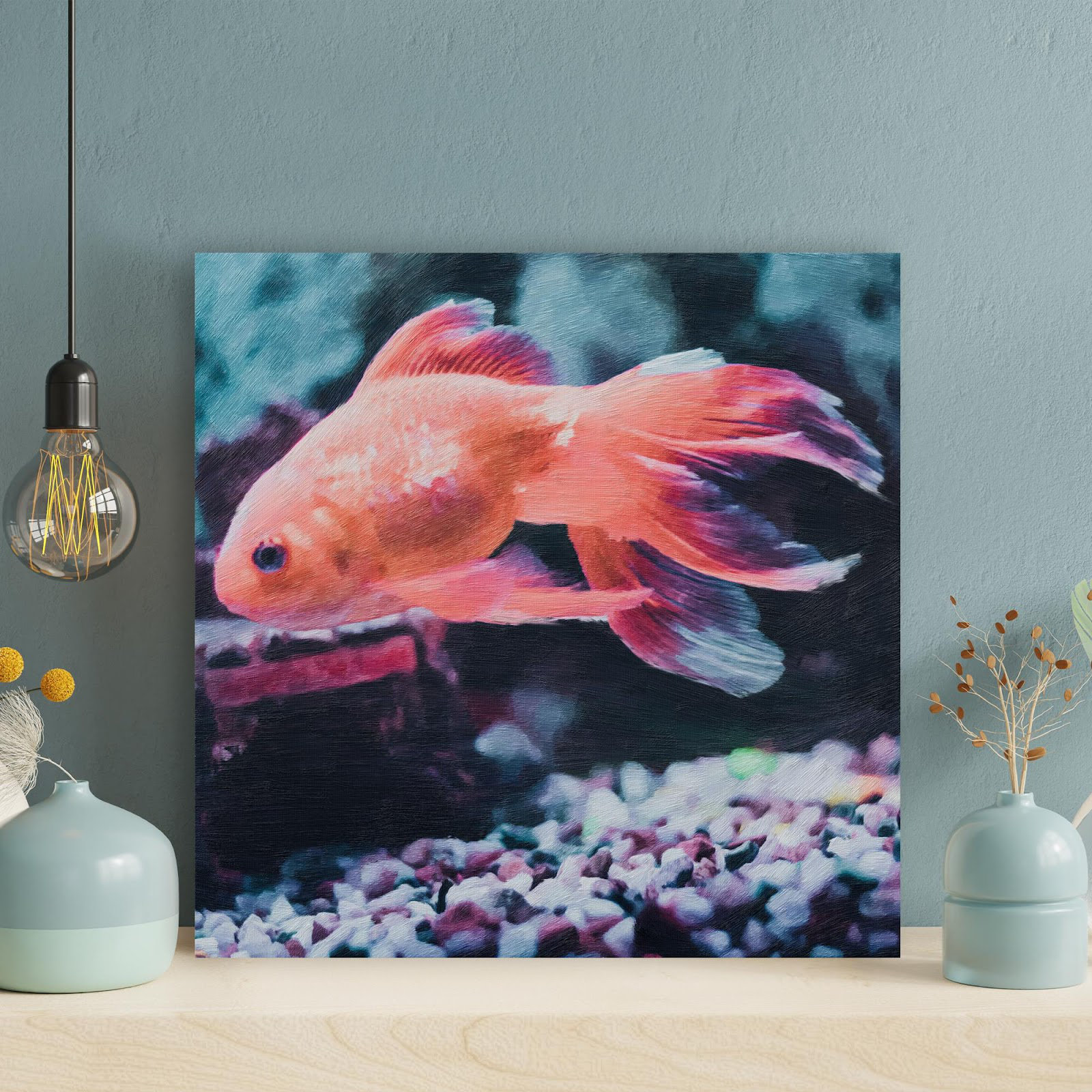Rosecliff Heights A Pink Orange Fish - 1 Piece Square Graphic Art Print ...