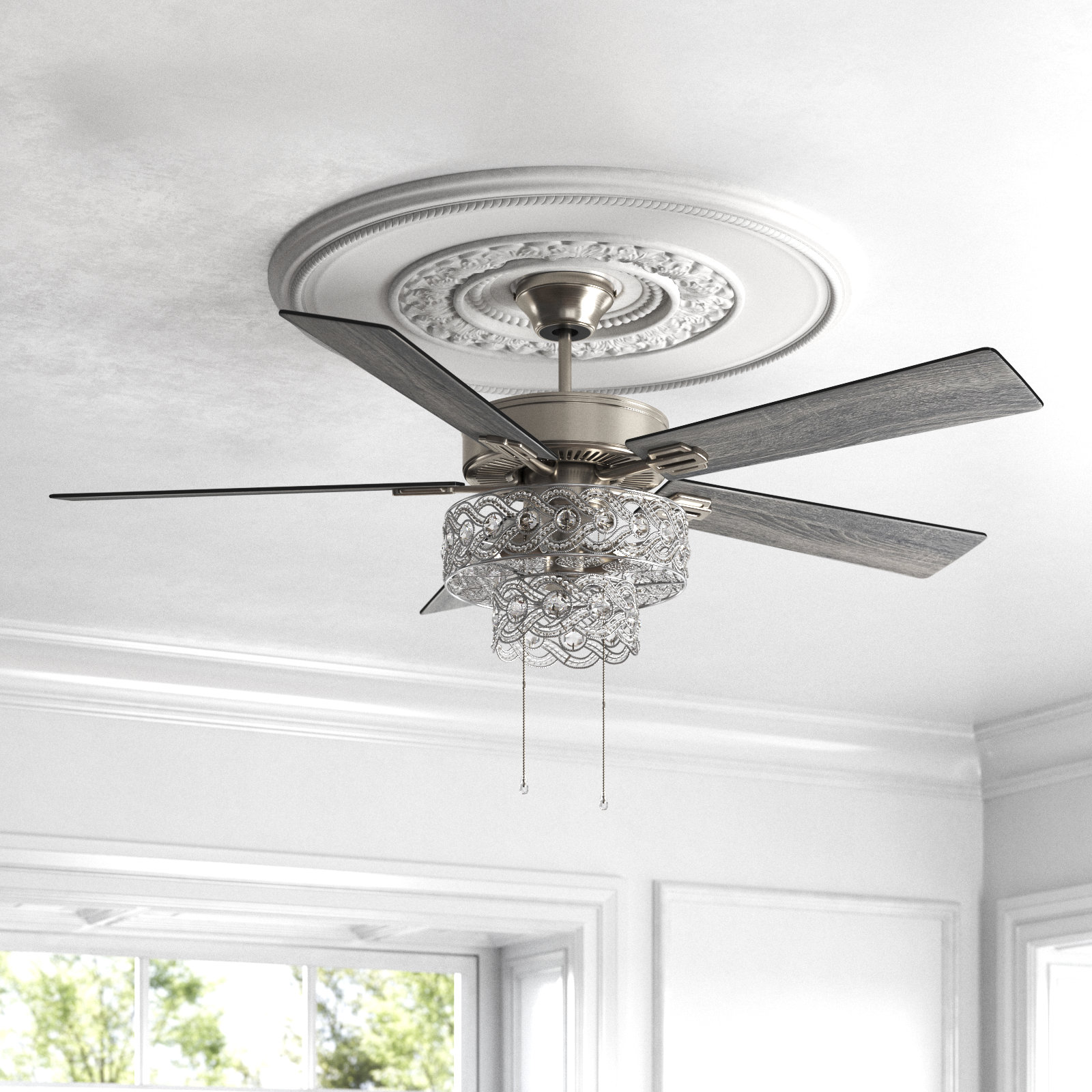Kelly Clarkson Home Alessandra 52"W Grey or Black Blade Ceiling Fan ...