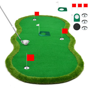 MUKE Indoor & Outdoor Putting Mat with Stainless Steel Cups, Adjustable ...