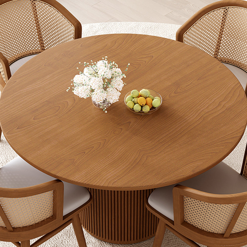 Brishher Japanese style solid wood round dining table set | Wayfair
