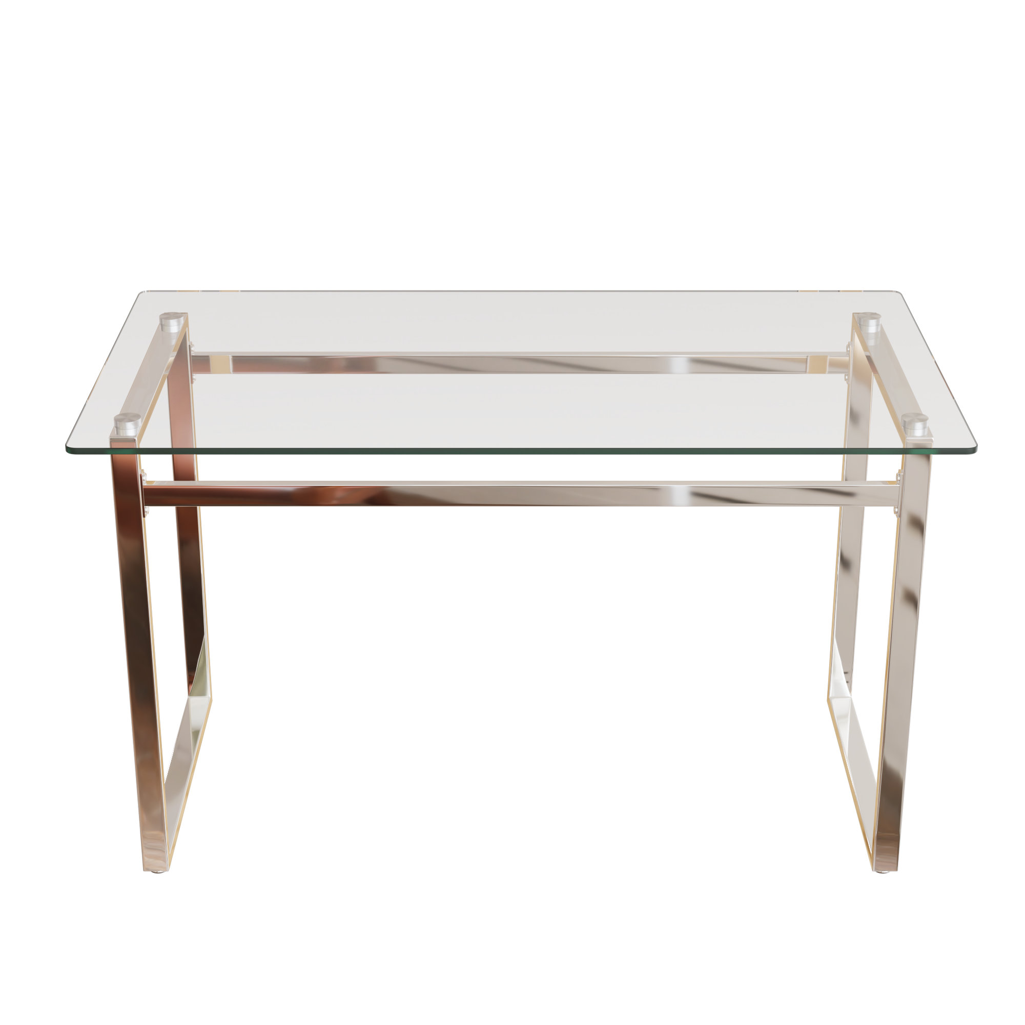 House of Hampton Modern Glass Dining Table For 4-6, Silver Chrome Legs ...
