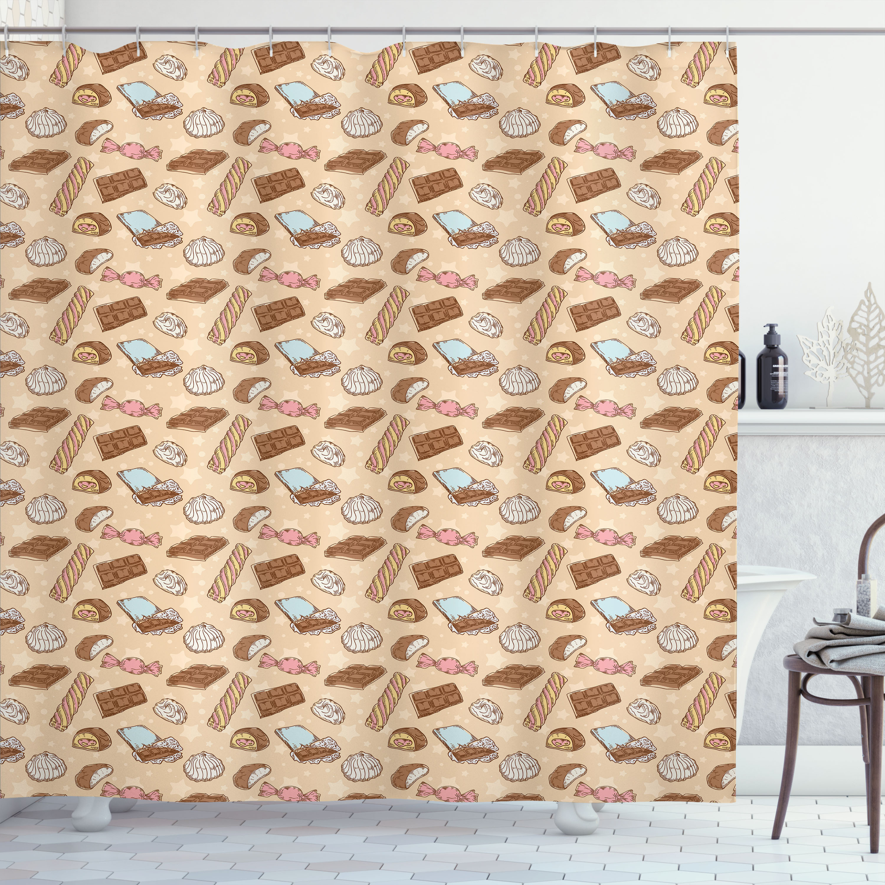 Ambesonne Chocolate Shower Curtain Sweets Candy Bars Vintage Multicolor ...