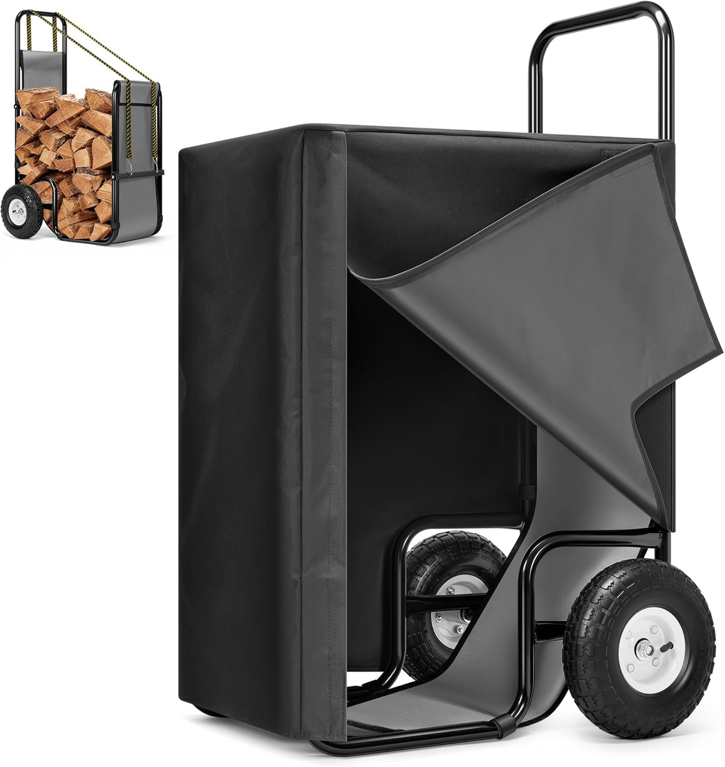 Arlmont & Co. 250 LB Capacity Heavy Duty Steel Rolling Firewood Log ...