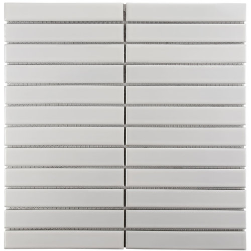 TheMosaicFactory 6" x 1" Straight Edge Porcelain Grid Mosaic Sheet Tile ...
