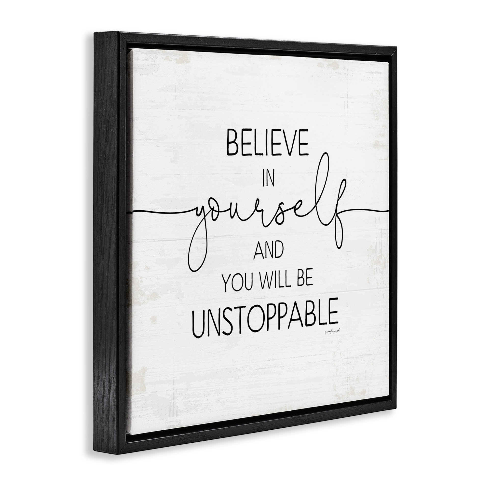 Trinx Believe In Yourself Inspirational Grain Framed Floater Canvas ...