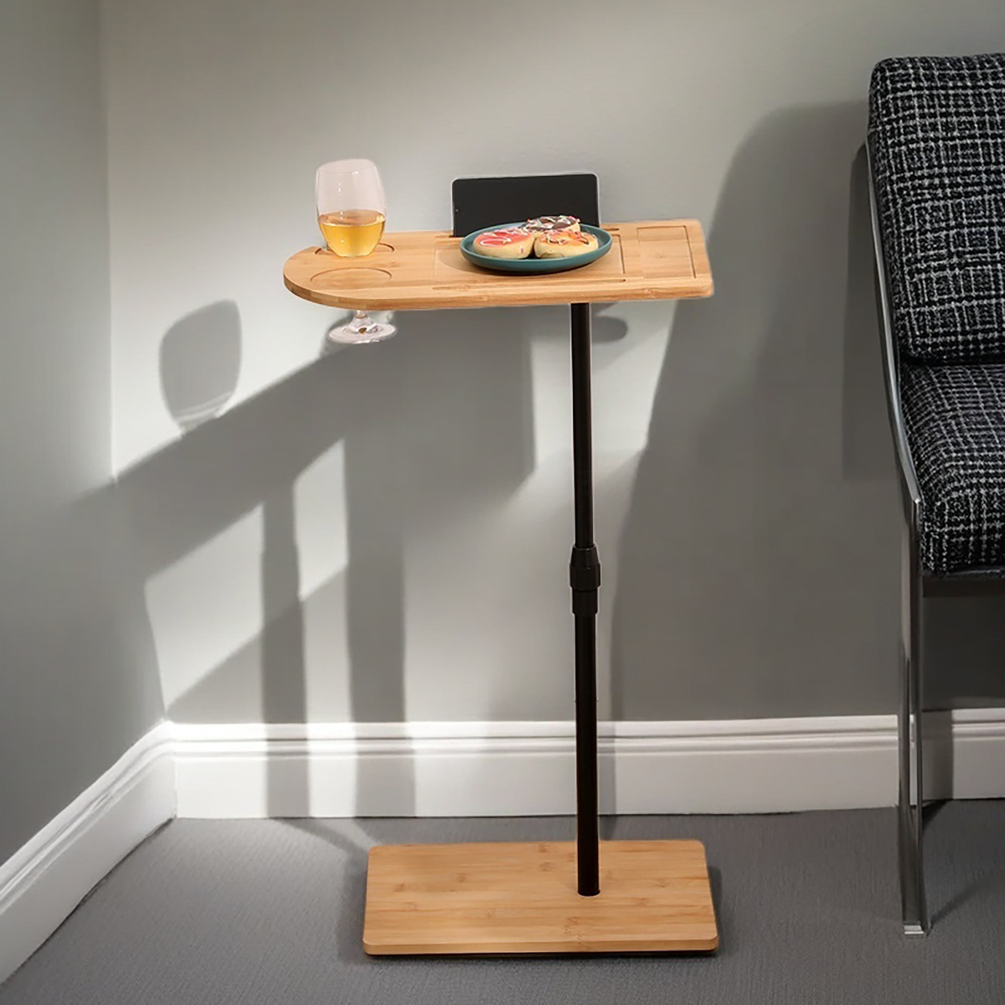 17 Stories Couch Tray Table Bamboo Height Adjustable Side Table For ...