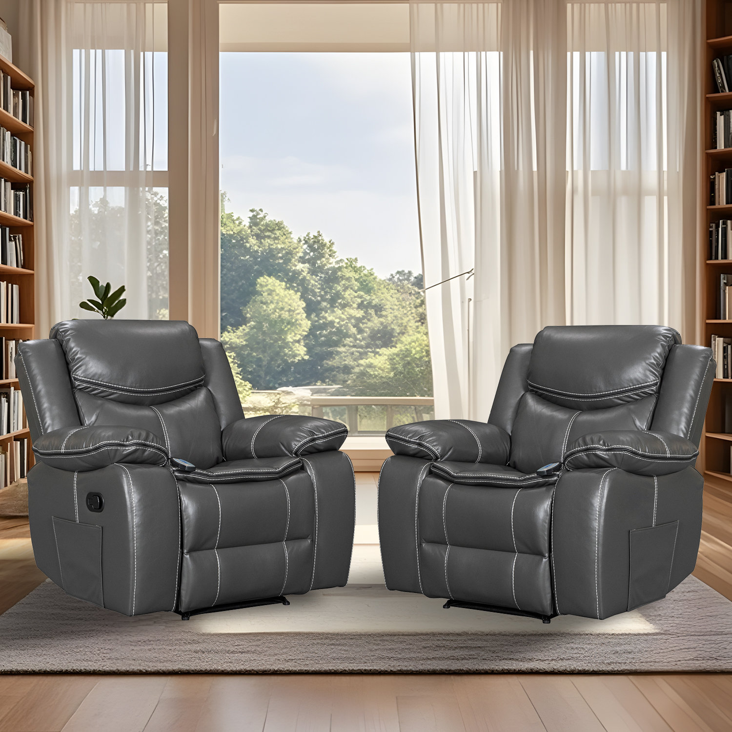 Latitude Run® Kokal Wide Seating PU Leather Recliner With Massage And ...