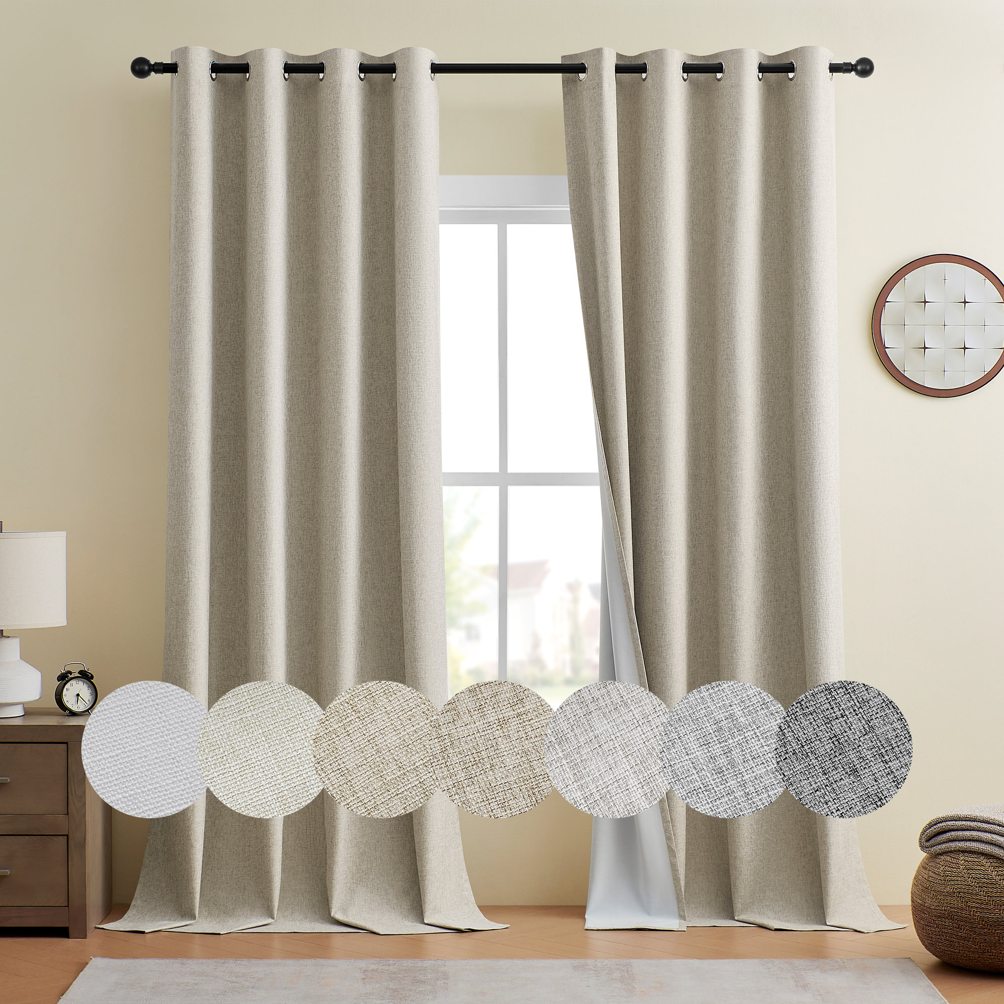 Ebern Designs Brooklington Linen Polyester Blackout Room Darkening ...