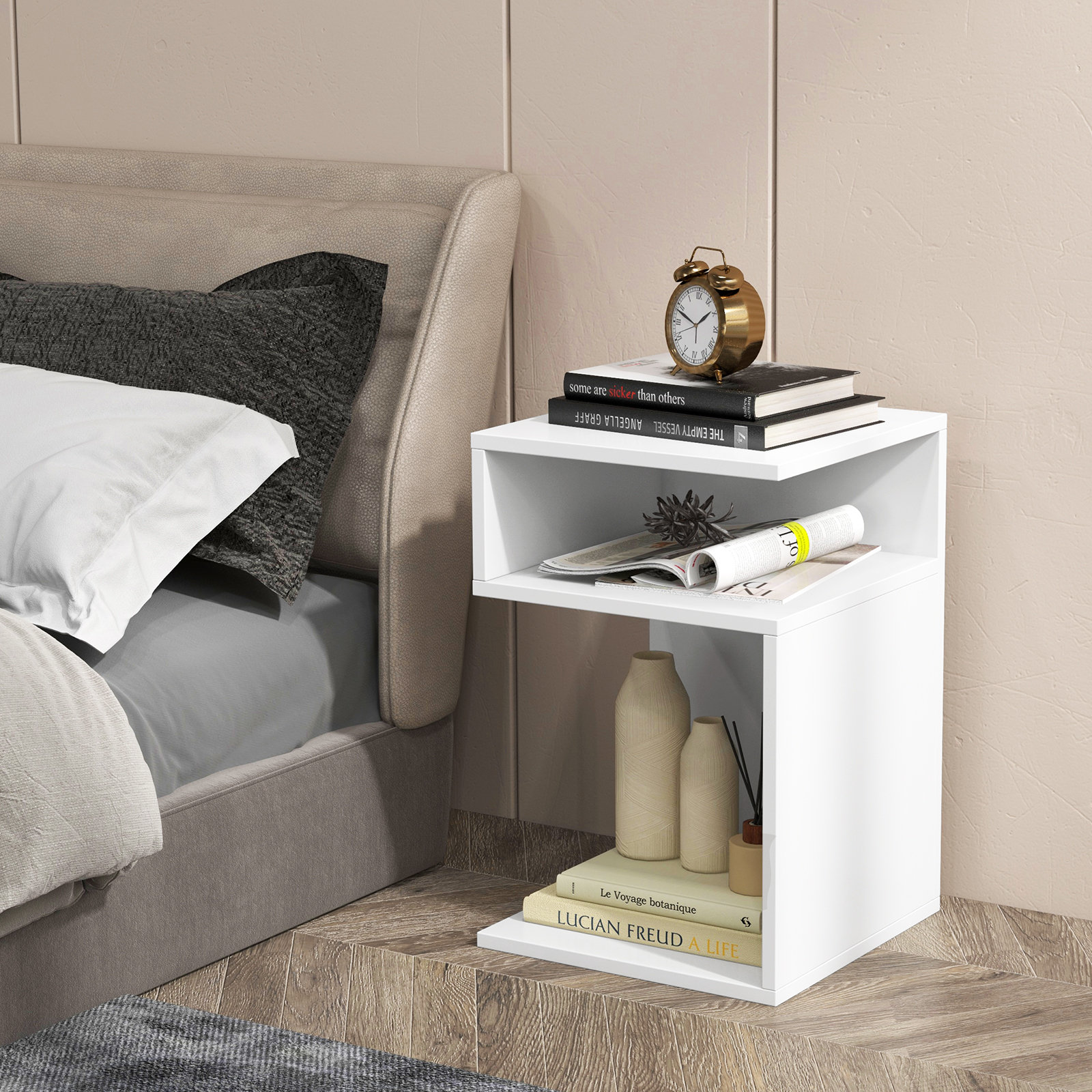 Metro Lane Breyah Side Table with Storage White | Wayfair.co.uk