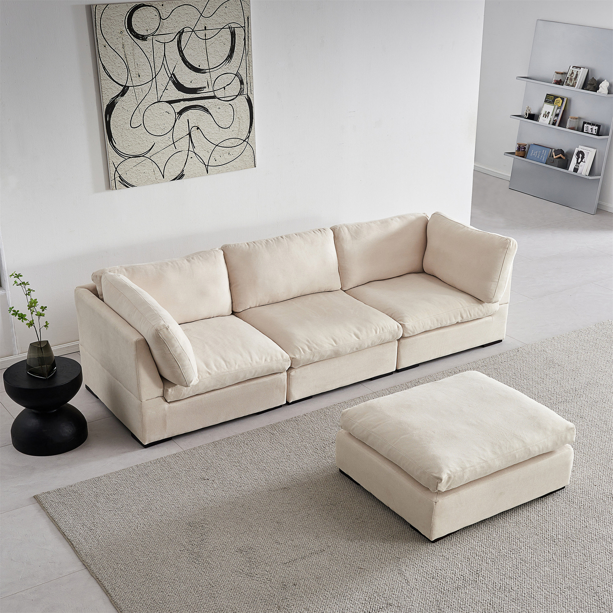 Hokku Designs L Shape Modular Soft Fabric Sofa Filled With Down | Wayfair