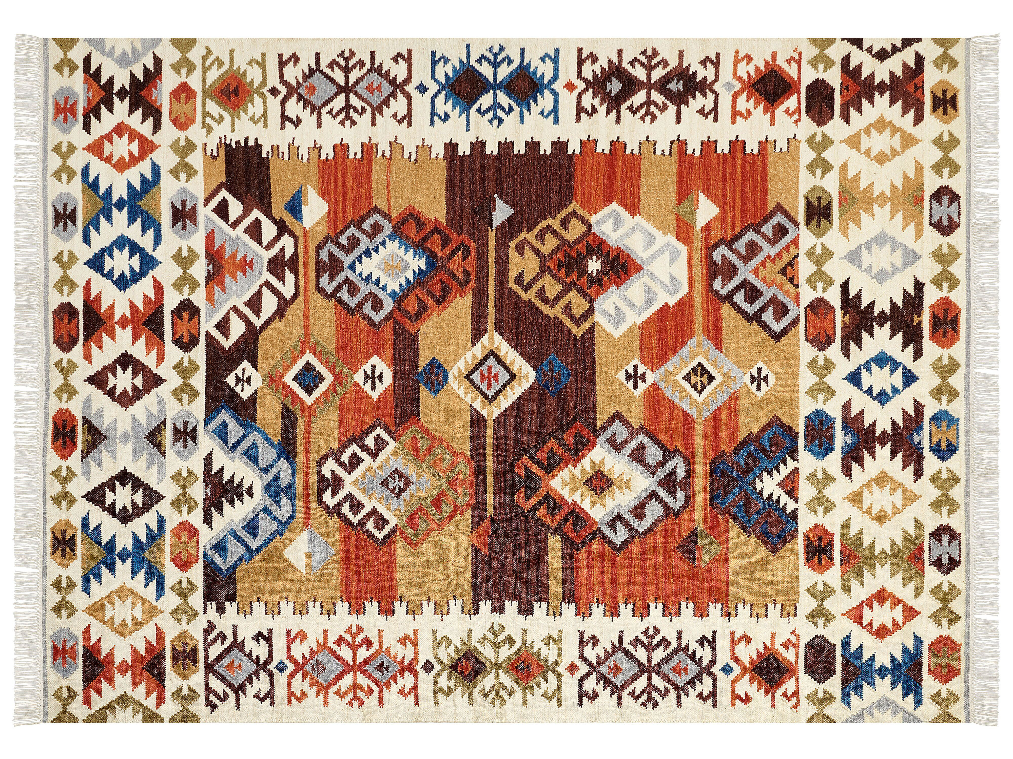 Gracie Oaks Shelstead Aztec Handmade Red/Beige/Blue Area Rug | Wayfair ...