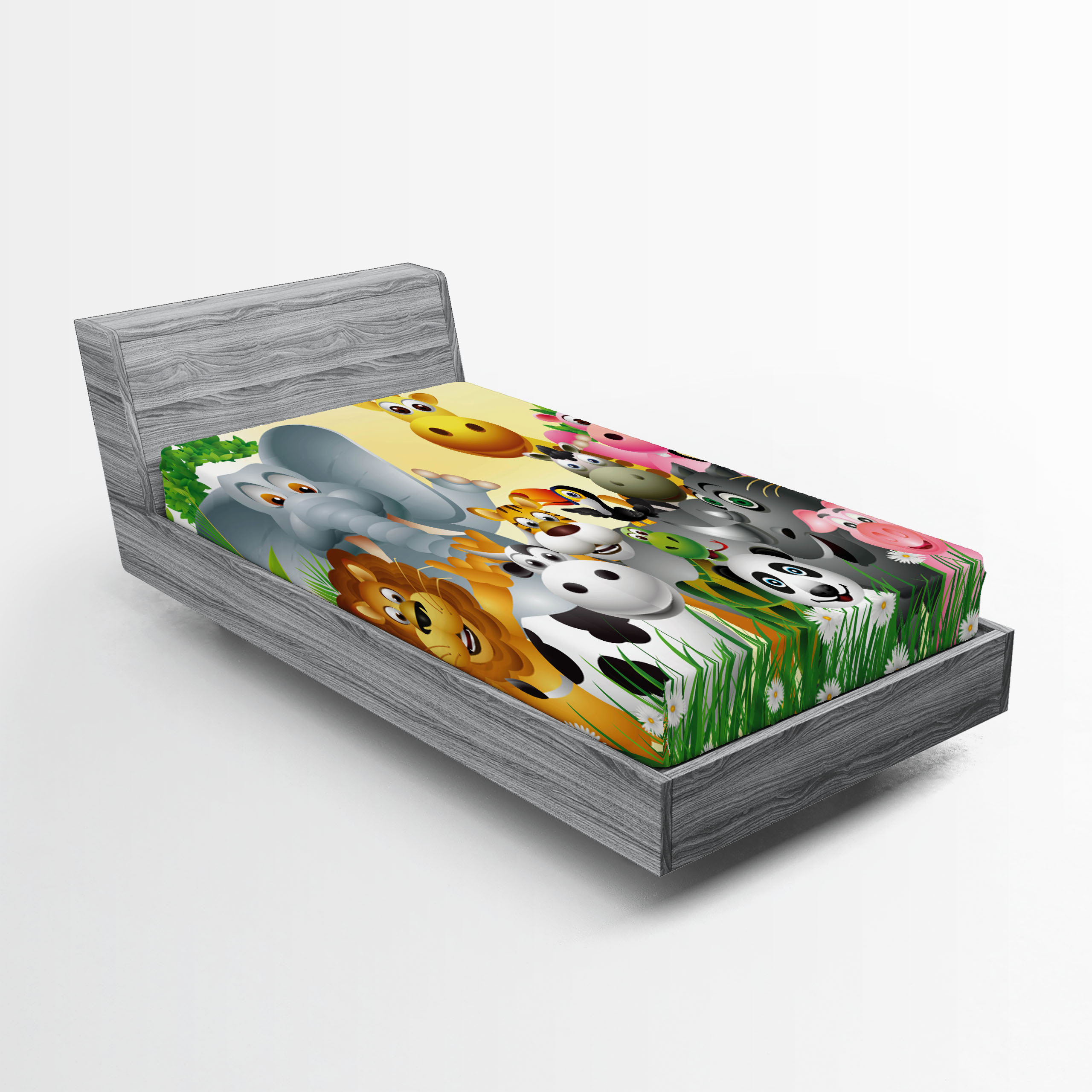 Ambesonne Animal Fitted Sheet 2-Pack Animals Jungle Multicolor | Wayfair