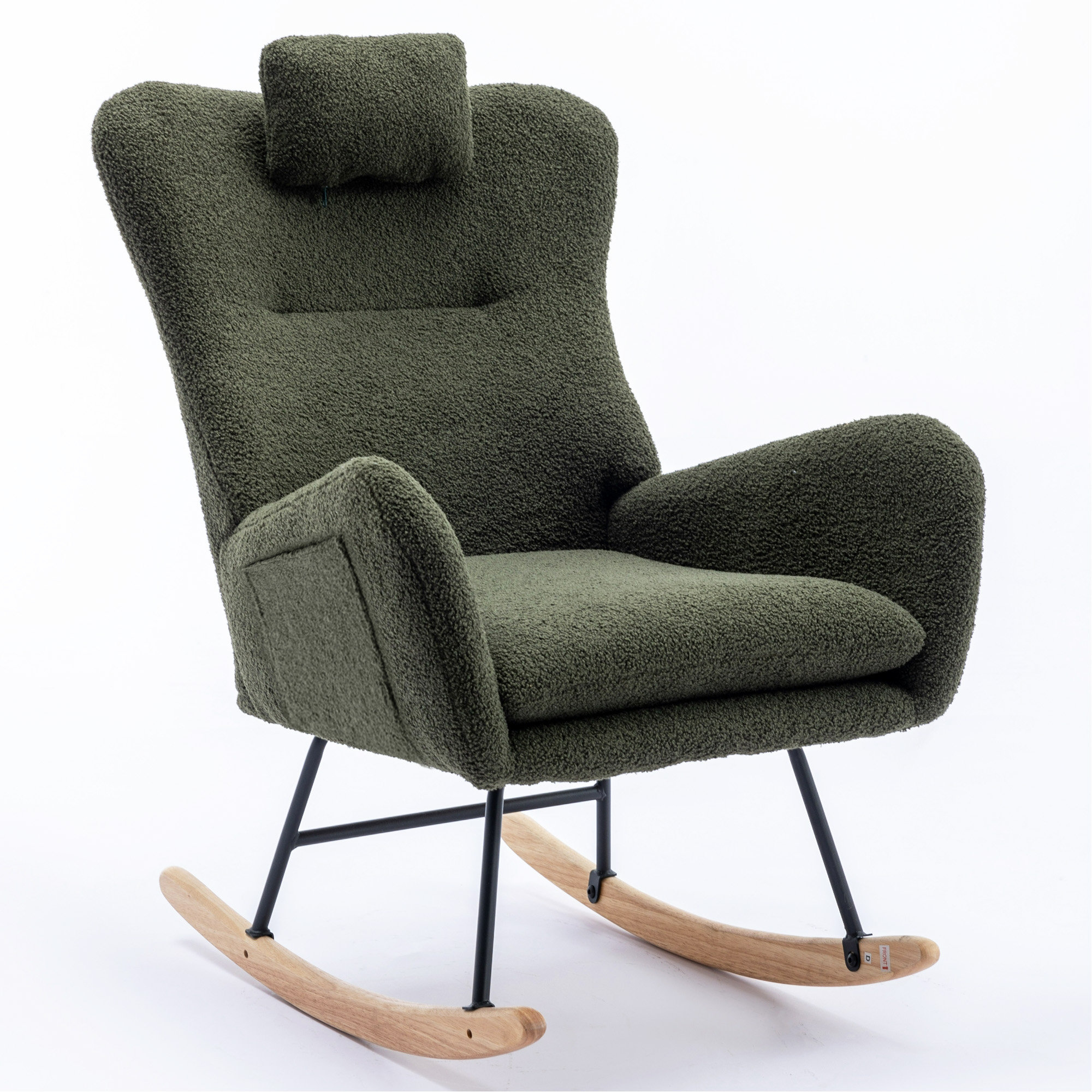 Corrigan Studio® Comfortable Teddy Fabric Rocking Chair With Ergonomic ...