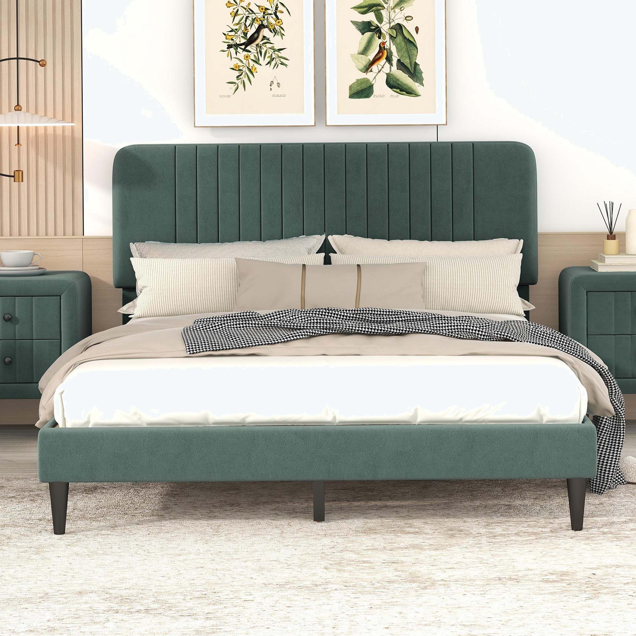 Corrigan Studio® Upholstered Platform Bed,No Box Spring Needed, Velvet ...
