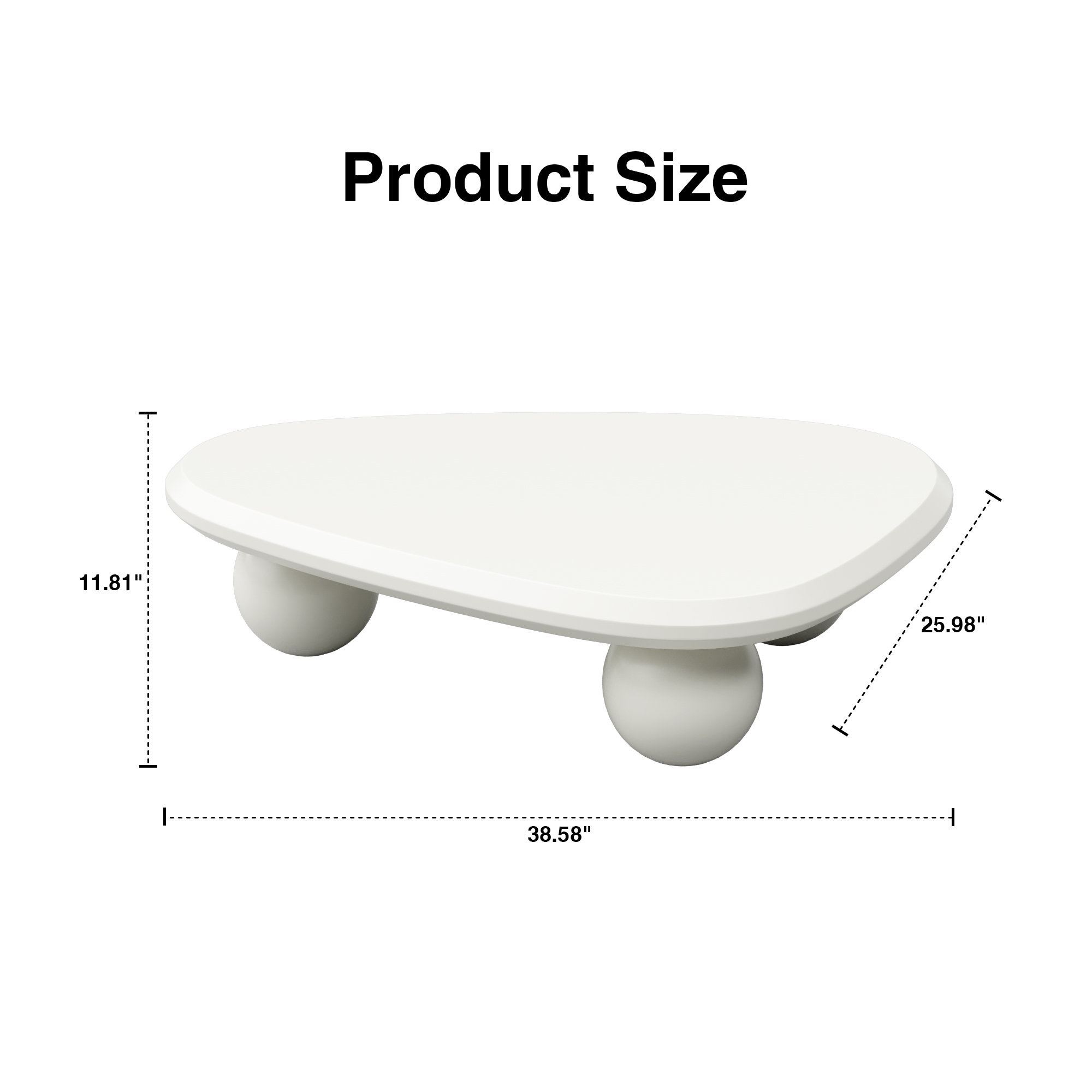 George Oliver Cloud Coffee Table with 3 Ball Legs Modern Wooden Accent ...