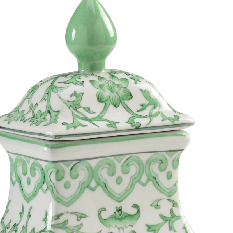 Chelsea House White/Green 14.75" Porcelain Jar | Perigold