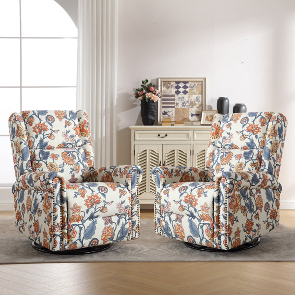 Red Barrel Studio® Asir 27.5" Floral Manual Swivel Rocker Glider ...