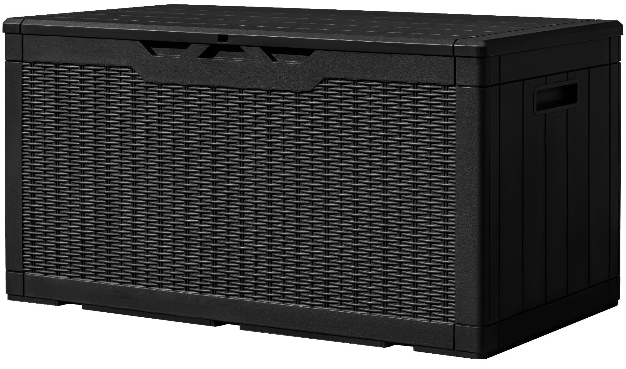 NIERBO 100-Gallon Resin Deck Box - Dark Black, Lockable, Water ...