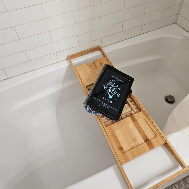 Hokku Designs Foldable Bathtub Tray Caddy - Waterproof Wooden Bath ...