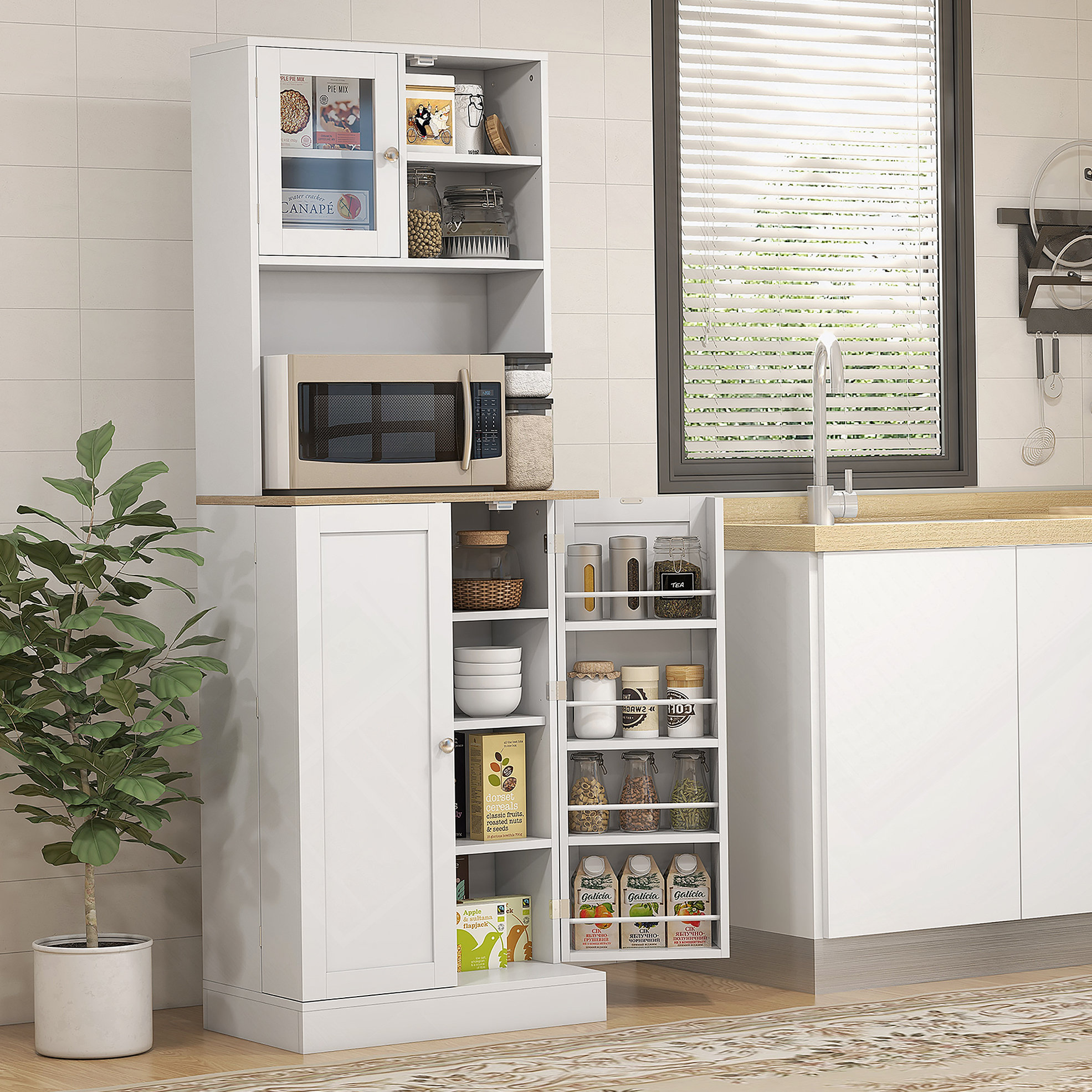 Latitude Run® Pantry Cabinet with Adjustable Shelves, Doors | Wayfair