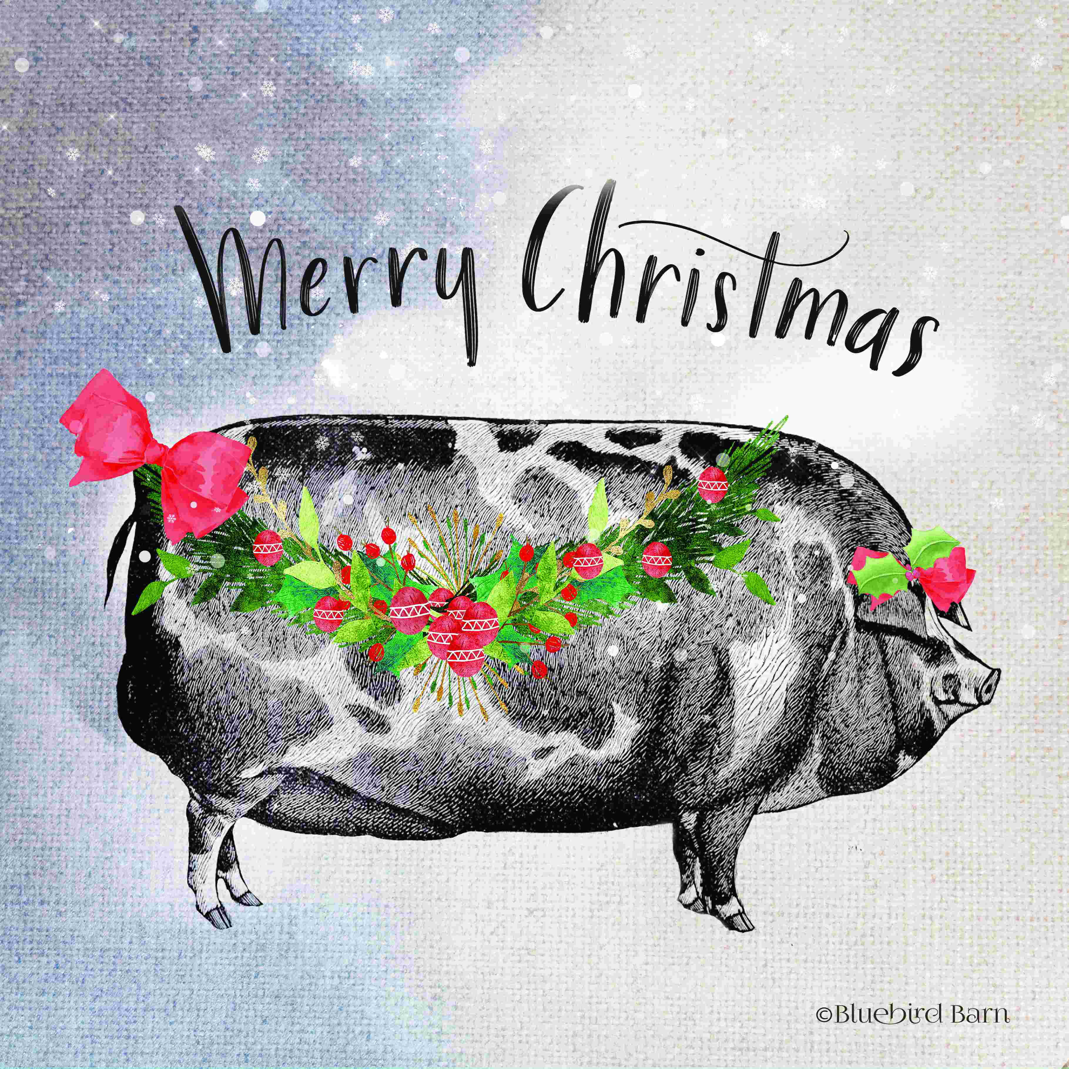 The Holiday Aisle® Vintage Christmas be Merry Pig - Wrapped Canvas ...