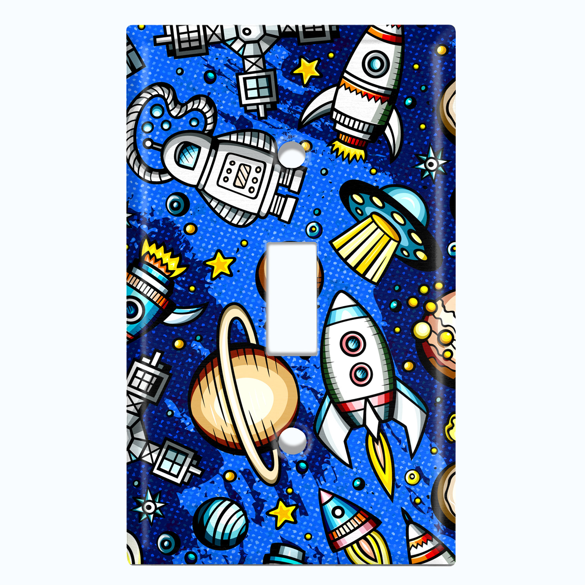 WorldAcc Metal Light Switch Plate Outlet Cover (Rocket Ship Space ...