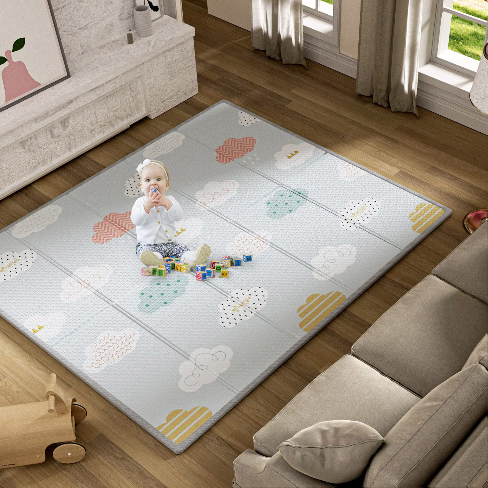 Uanlauo baby Play Mat, 59"x71" Foldable & Reversable Large Play Mat, 0. ...