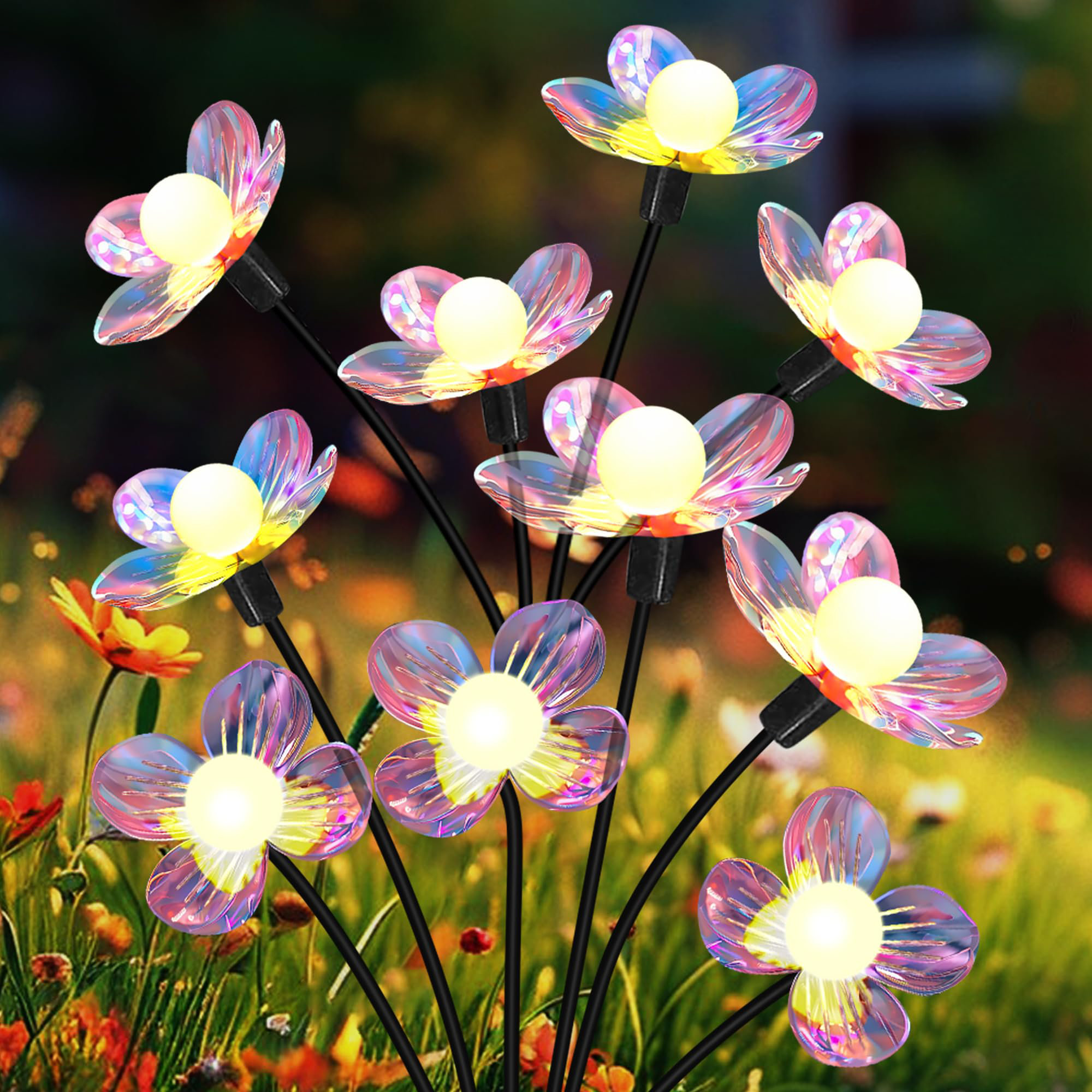 Zeki Shoggy Solar Garden Lights Outdoor, New Upgraded 4-Pack Firefly ...