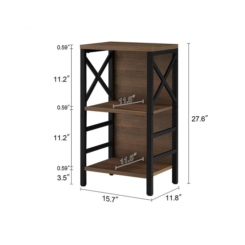 17 Stories Small Bookcase,3 Tier Industrial Short Bookshelf with Metal ...
