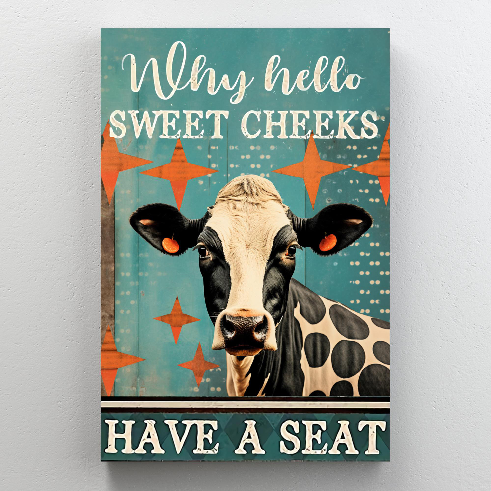 Trinx Cow Why Hello Sweet Cheeks - 1 Piece Rectangle Graphic Art Print ...