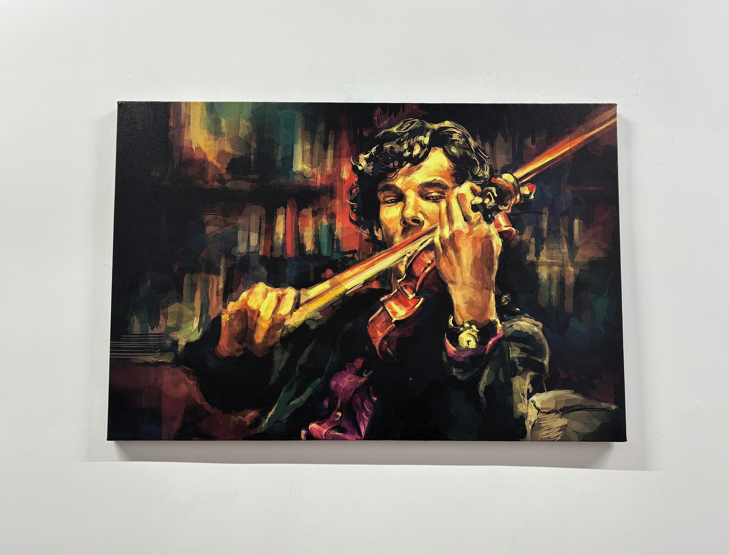 kayra export Sherlock Holmes And Men Violins Gold Frame Canvas Art For ...
