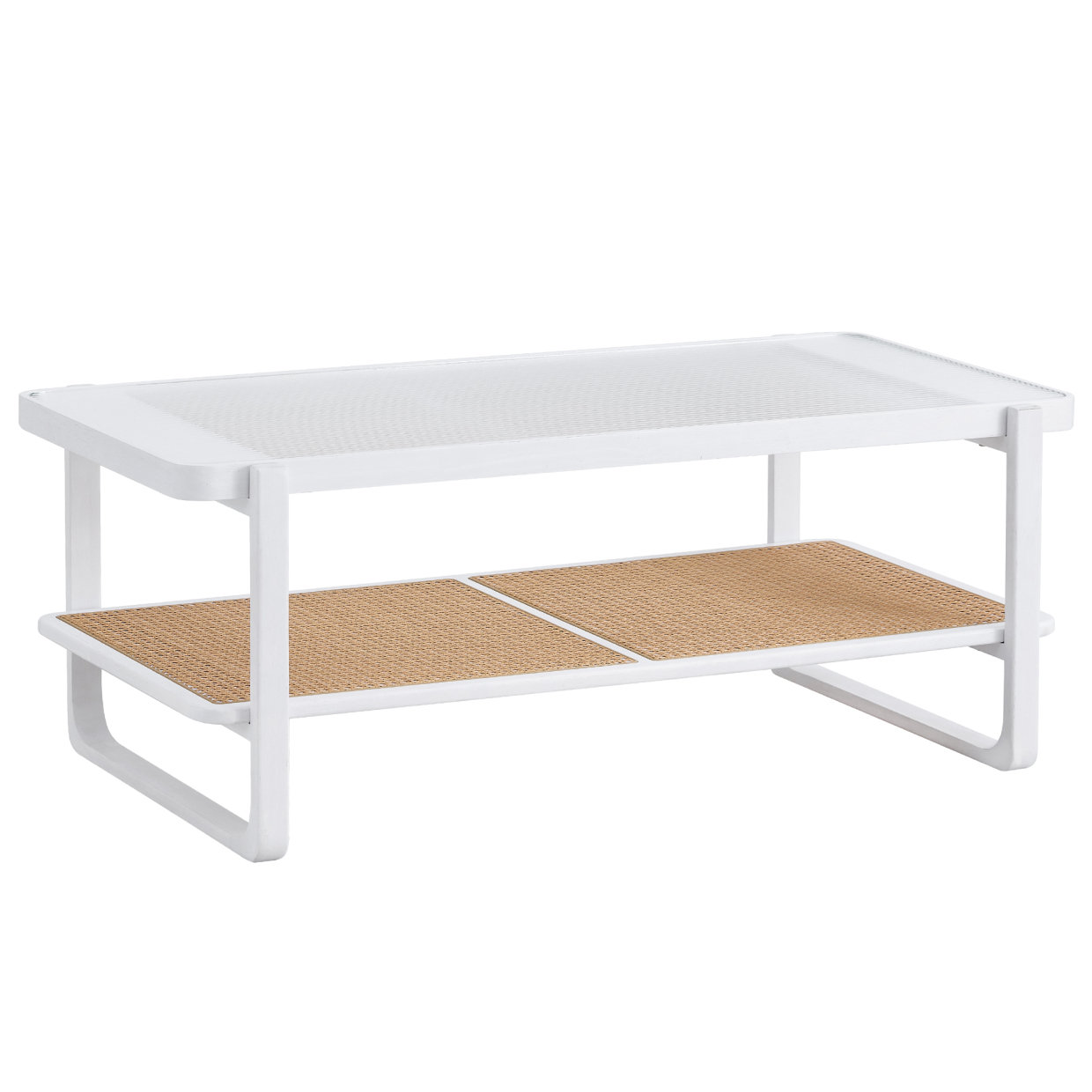 George Oliver Modern Minimalist White Double Layered Solid Wood Coffee ...