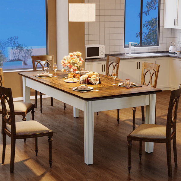 Gracie Oaks Dining Table For 4-6 People, 62-Inch Rectangular Kitchen ...