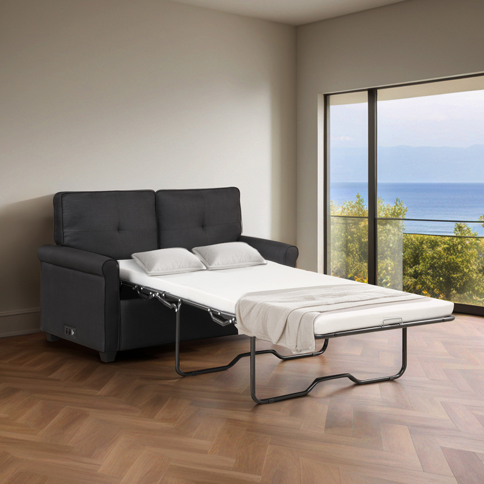 Ebern Designs Pull-Out Sofa Bed with USB port | Wayfair