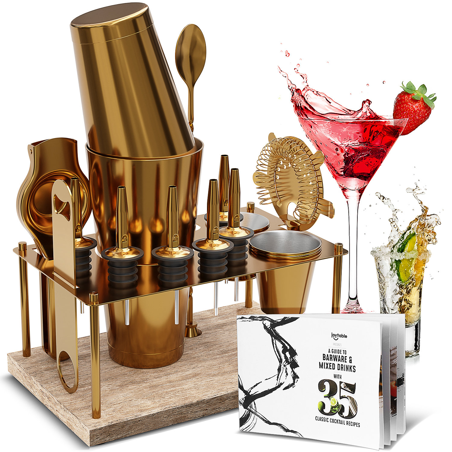 Joytable 16 Piece Stainless Steel Cocktail Shaker Bar Tool Set With ...