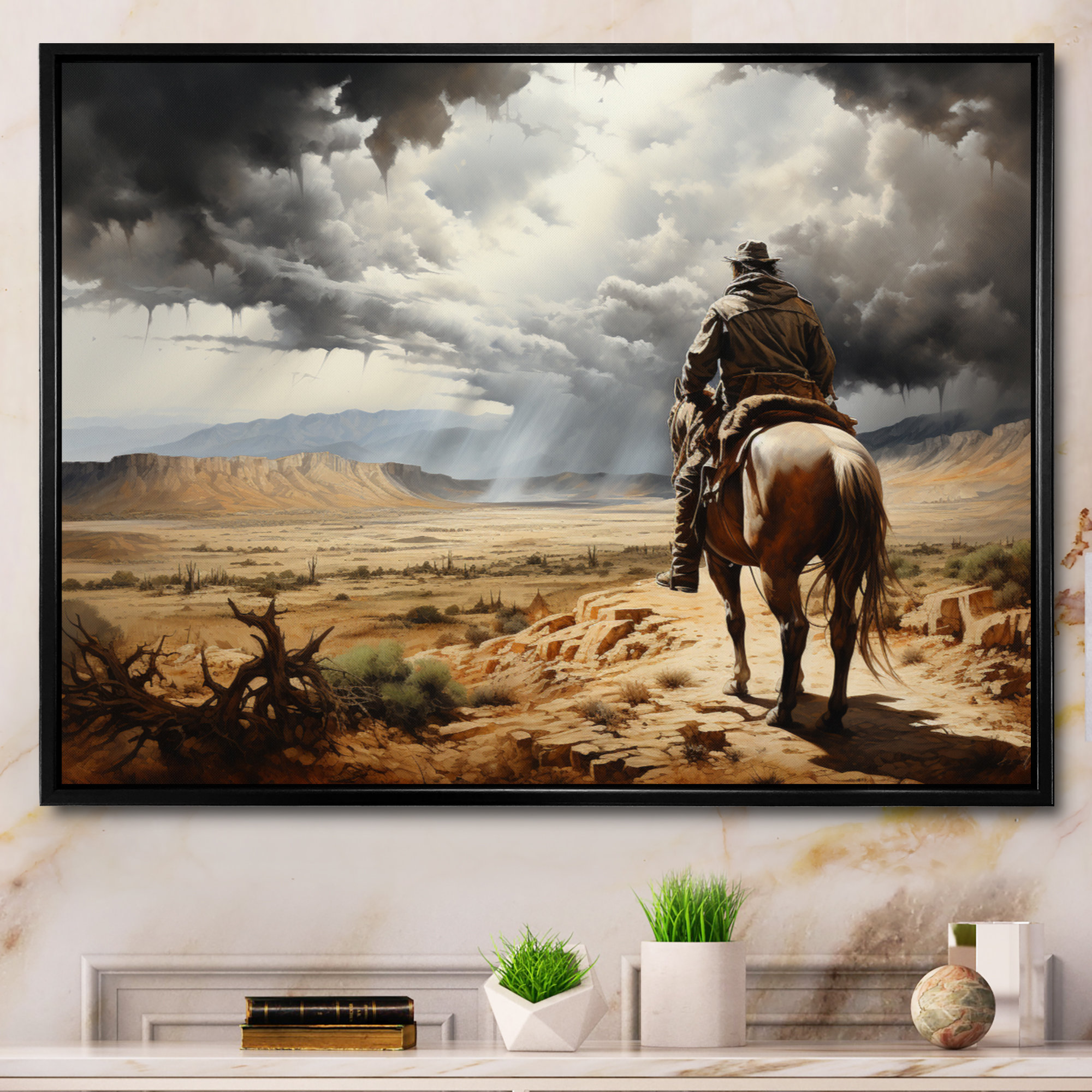Union Rustic Cowboy Calm Before The Storm - Cowboys Canvas Wall Art ...