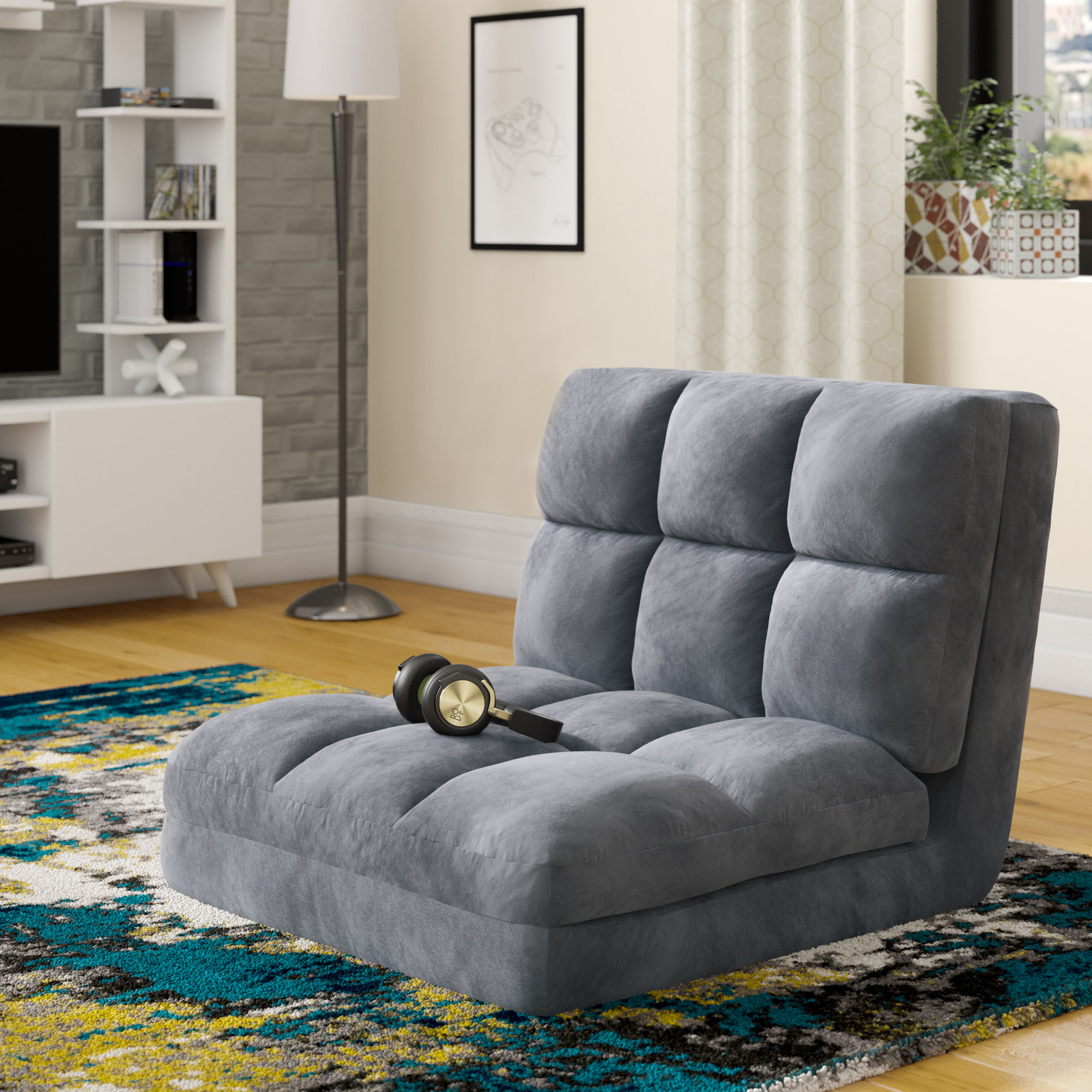 Wrought Studio Dhalia Loungie Loungie Microsuede Modern Flip Chair For ...