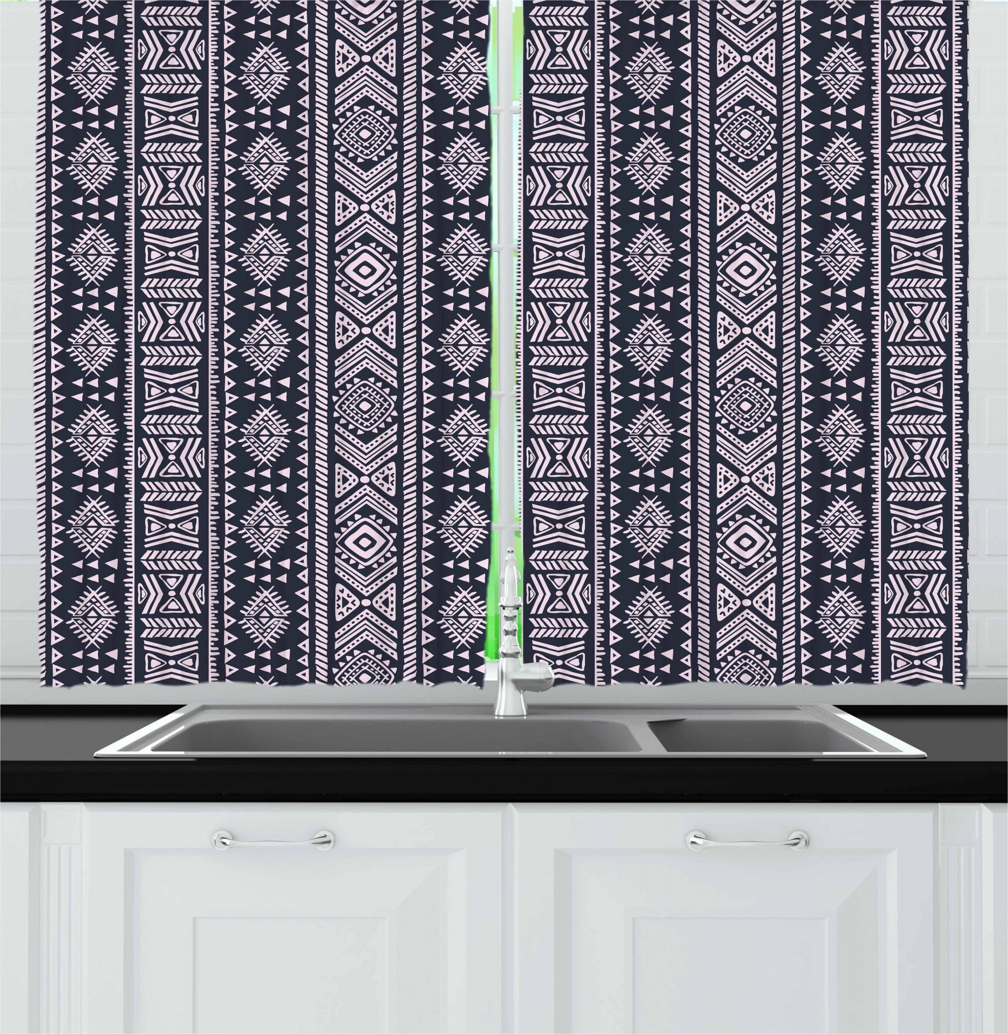 East Urban Home African Kitchen Curtain | Wayfair