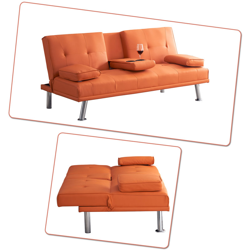 Ebern Designs Burkell 67.01'' Vegan Leather Tufted Back Convertible ...