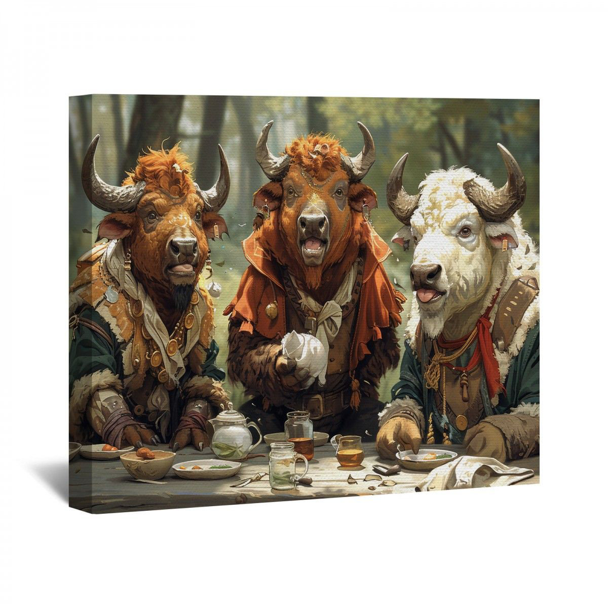 Red Barrel Studio® Bulls Meal Canvas Wrap - Artwork Wall Decor ...