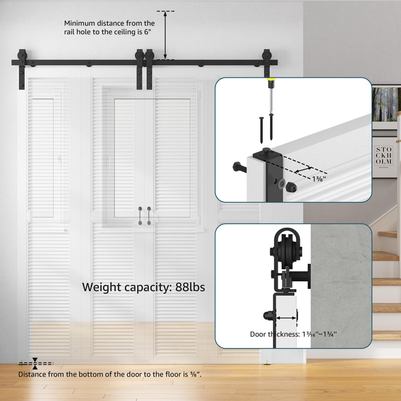 LDB_BUILDING Standard Bifold Double Barn Door Hardware Kit (Door Not ...
