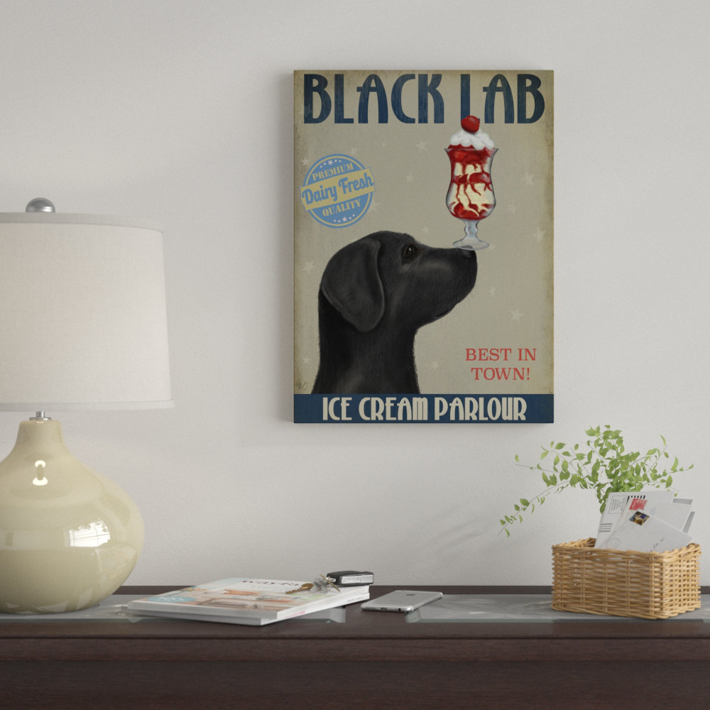Winston Porter 'Black Labrador Ice Cream' Graphic Art Print on Wrapped ...