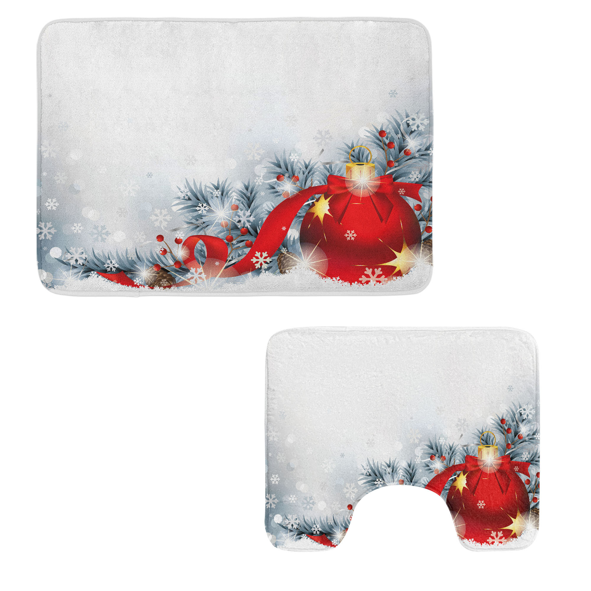 The Holiday Aisle® Christmas Bathroom Rug Set 2 Pieces Rectangle ...