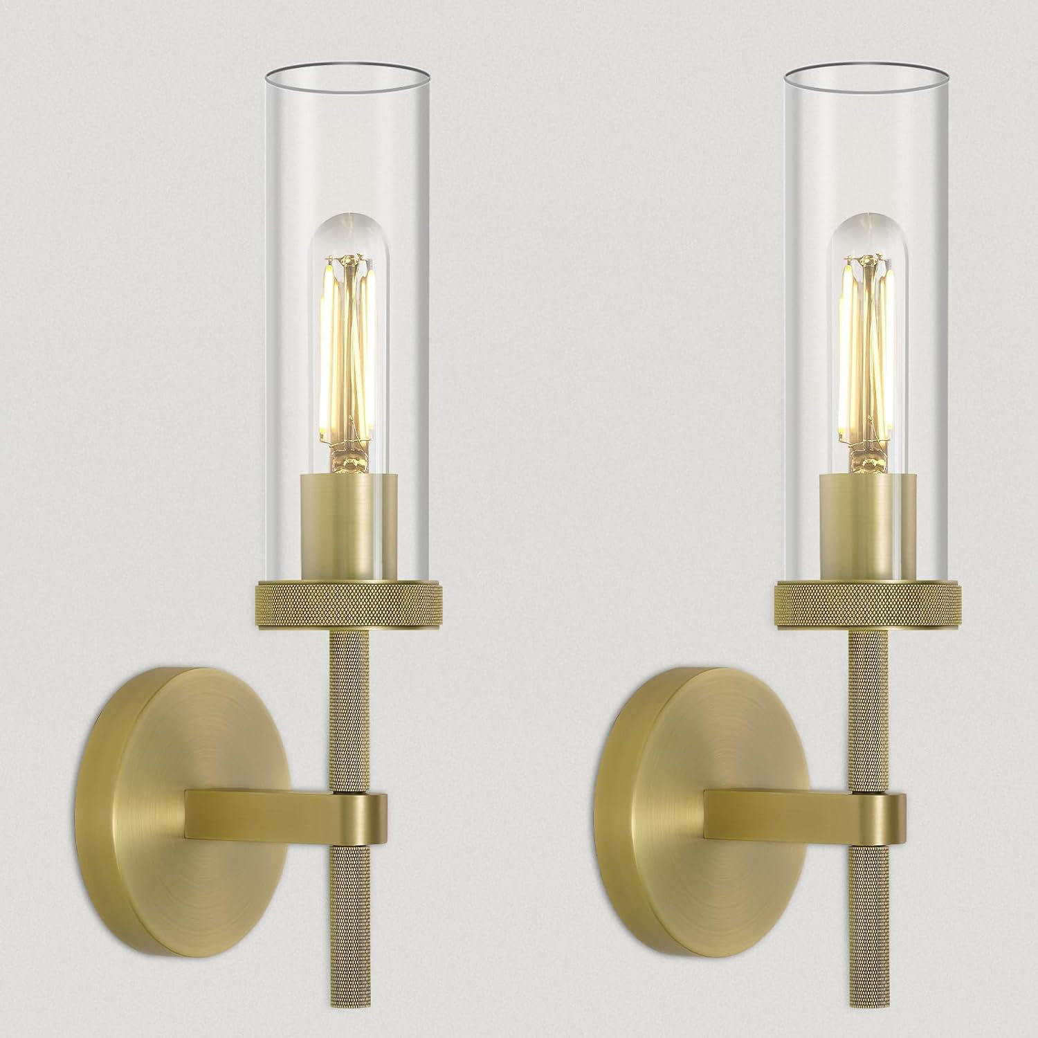 Everly Quinn Brass Knurled Wall Sconces Set Of Two, Vintage Industrial ...