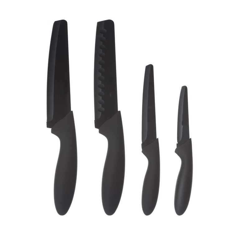 Belfry Kitchen 4-Piece Stainless Steel Knife Set, Black | Wayfair.co.uk