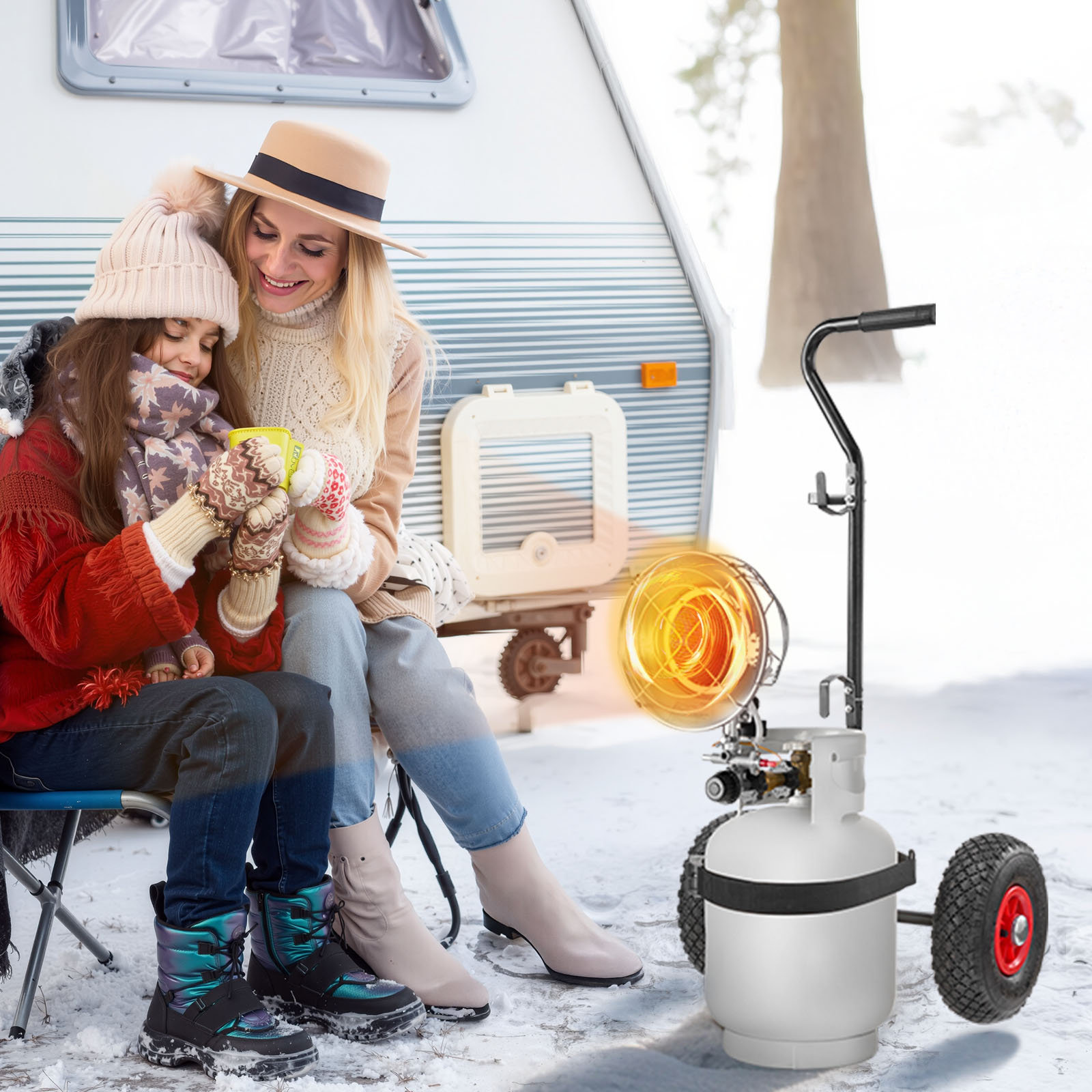 VEVOR Propane Tank Top Heater with Portable Trolley 15000 BTU Infrared ...