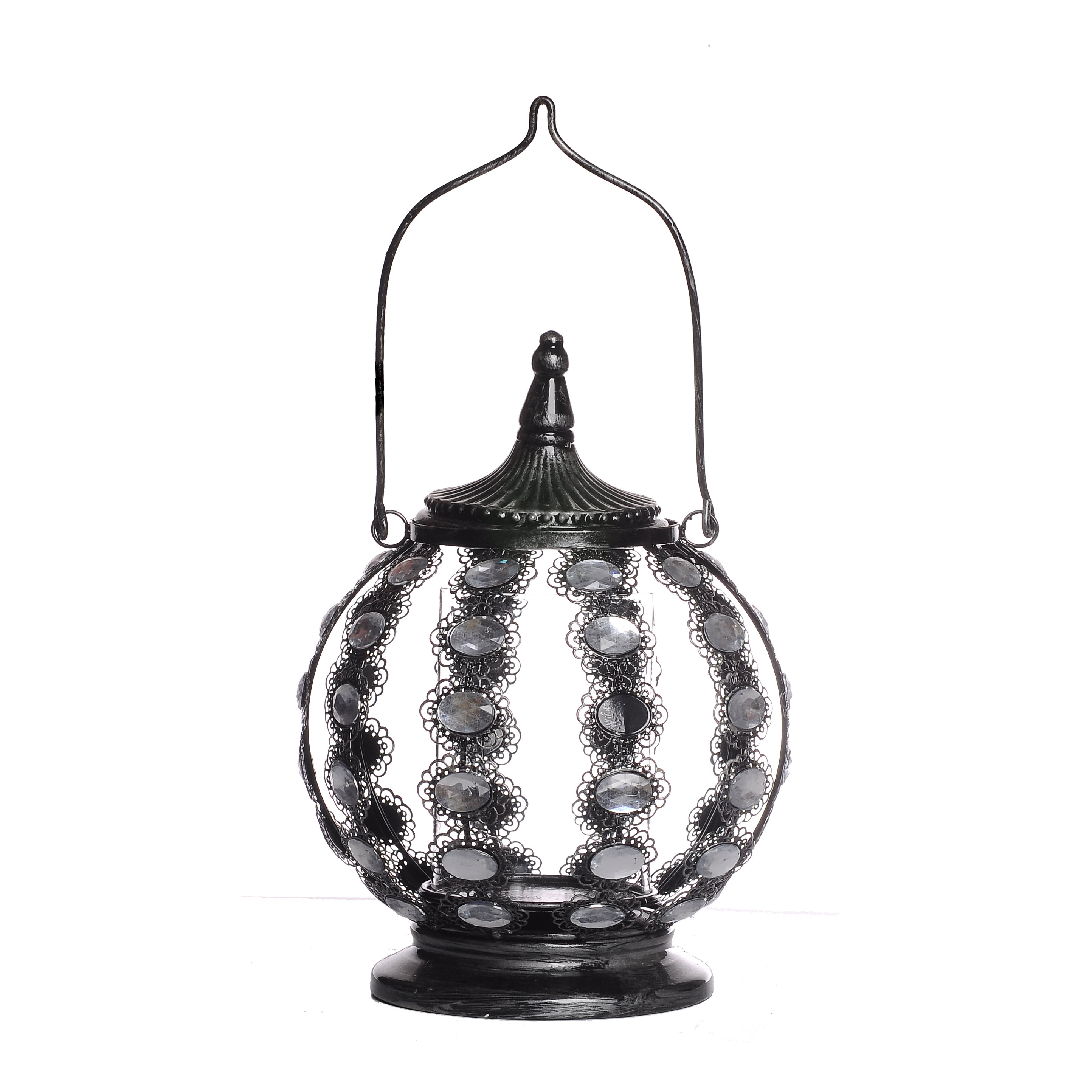 The Holiday Aisle® Beaded Lantern - 11.6"H - Black | Wayfair