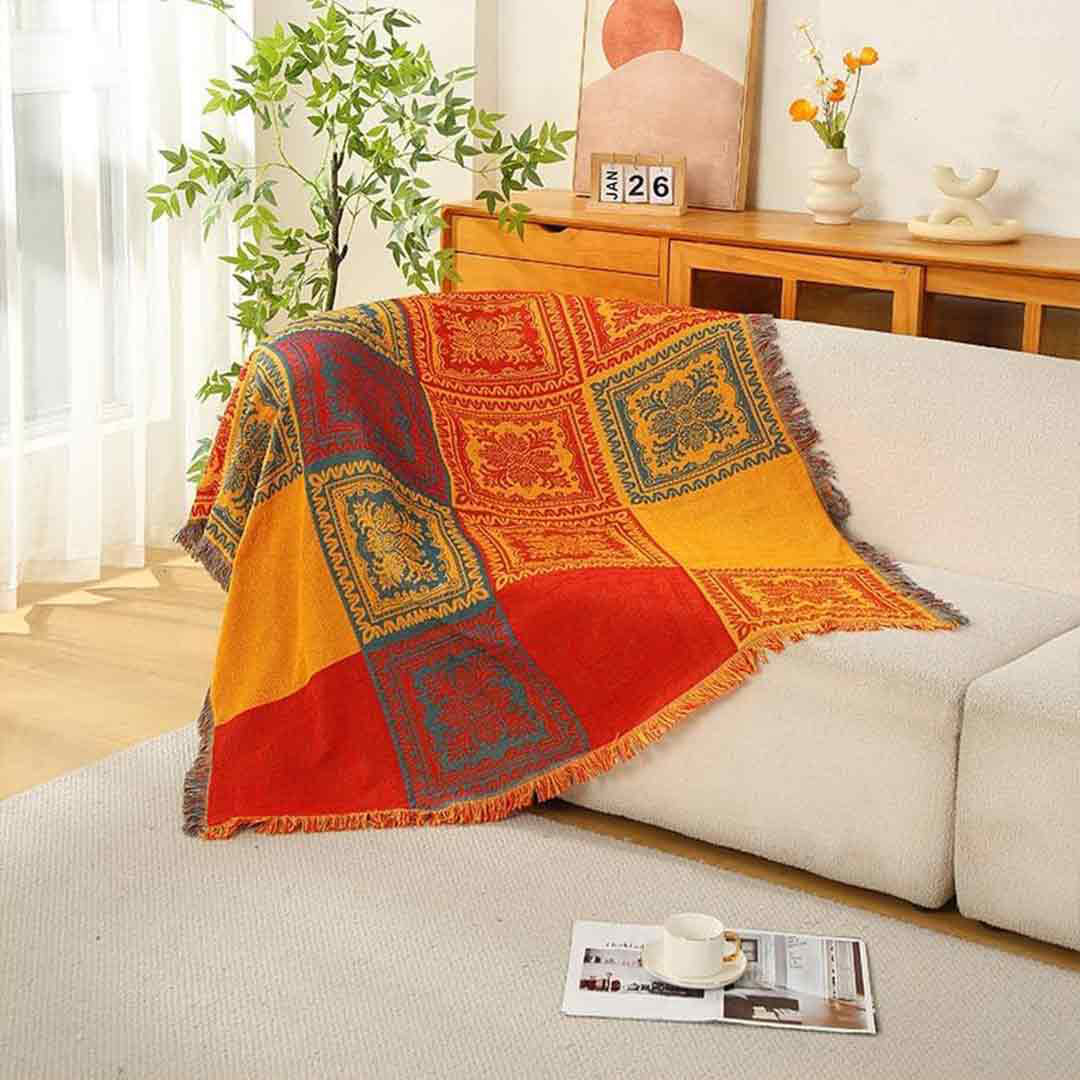 TELOVIN Boho Throw Blankets With Tassels Reversible Geometric Throw ...